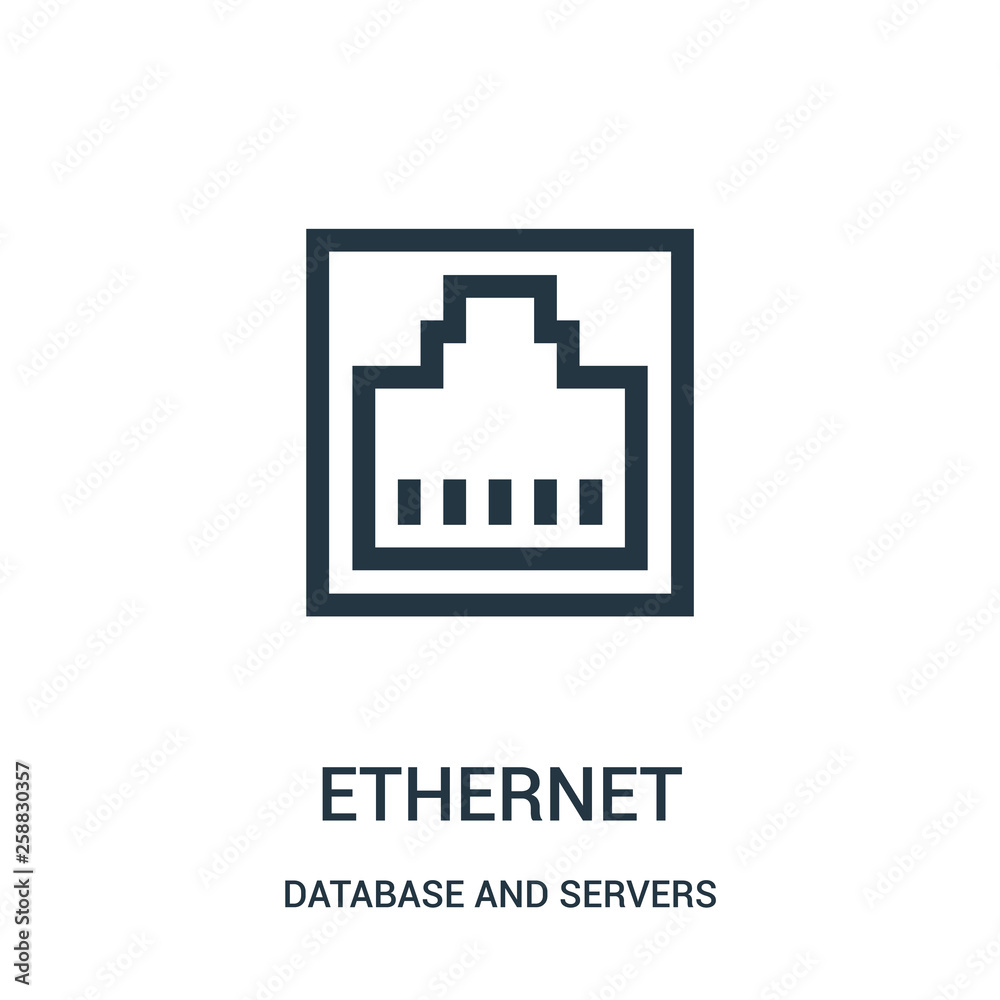 ethernet icon vector from database and servers collection. Thin line ethernet outline icon ...