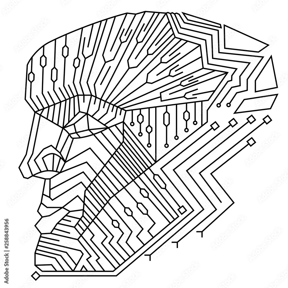 Artificial intelligence. Abstract geometric Human head outline with ...