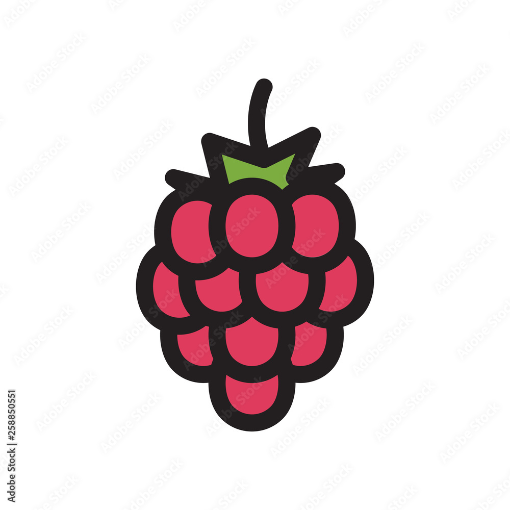 raspberry icon in flat style isolated vector illustration on white ...