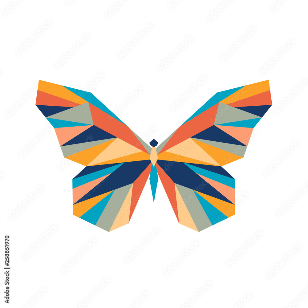 Geometric polygonal butterfly. Abstract colorful animal. Vector ...