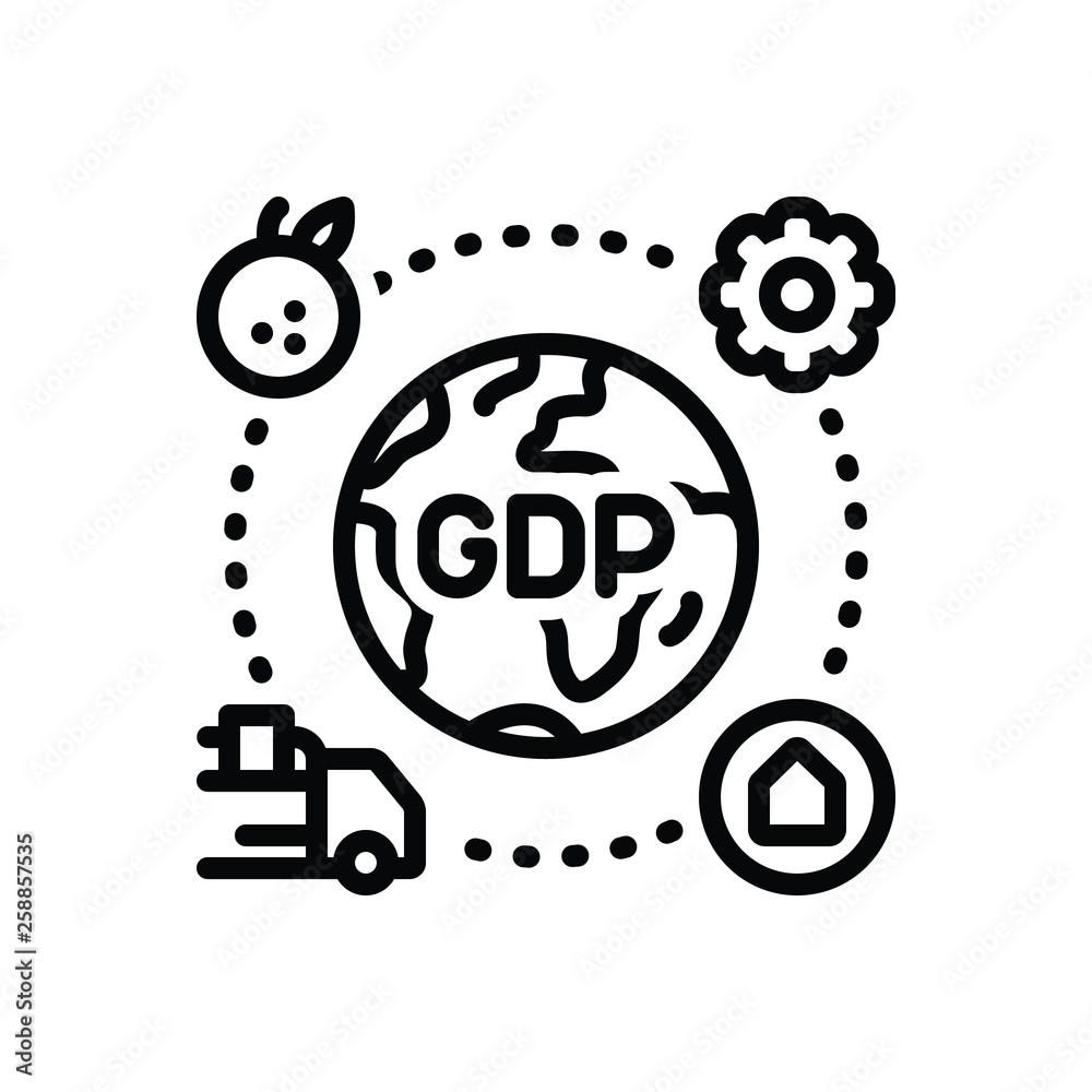 Black line icon for gdp domestic Stock 벡터 | Adobe Stock