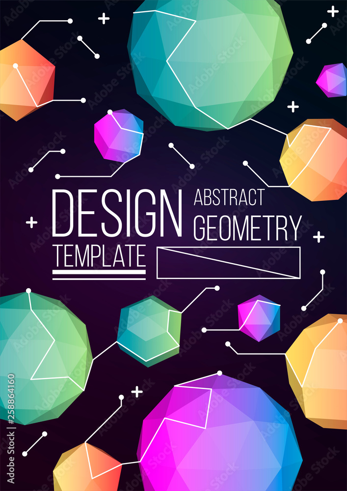 Minimal geometric background with low poly elements. Simple shapes with ...
