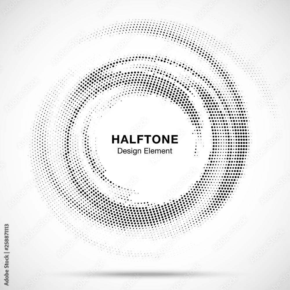Halftone circle dotted frame circularly distributed. Abstract dots logo ... Halftone circle dotted frame circularly distributed. Abstract dots logo ...