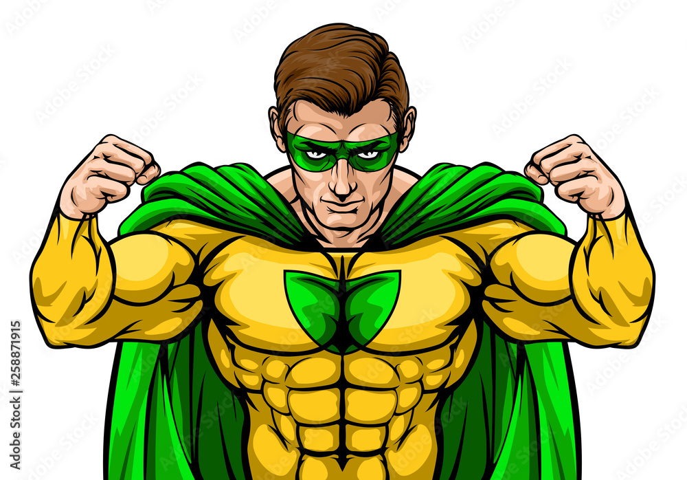 A tough superhero cartoon super hero character or sports mascot Stock ...