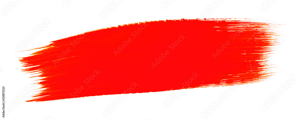 Red brush stroke isolated on white background. Red abstract stroke ...