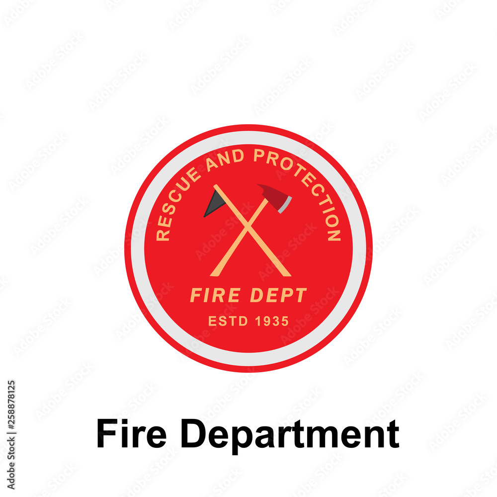 Fire Department, Rescue & Protection icon. Element of color fire ...