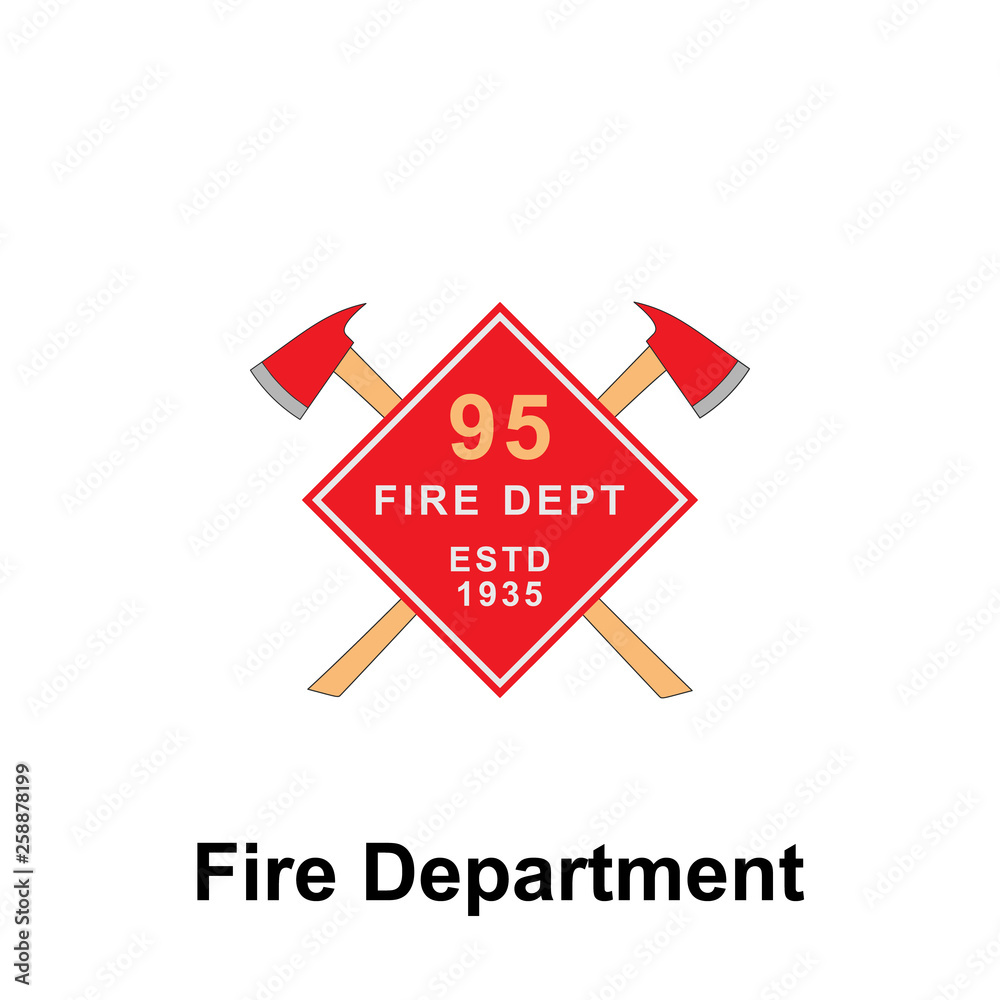 Fire Department, ESTD 1935 icon. Element of color fire department sign ...