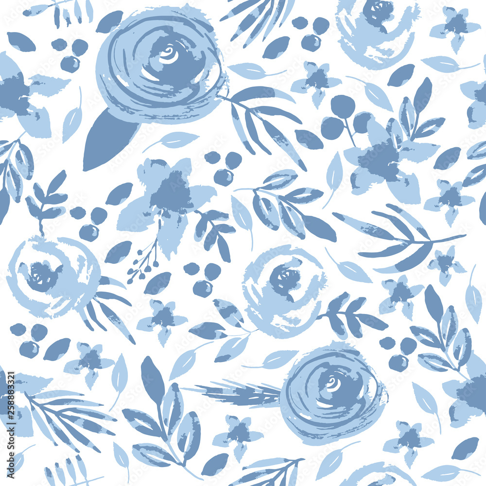 Dusty Blue Watercolor Seamless Pattern Stock Vector | Adobe Stock