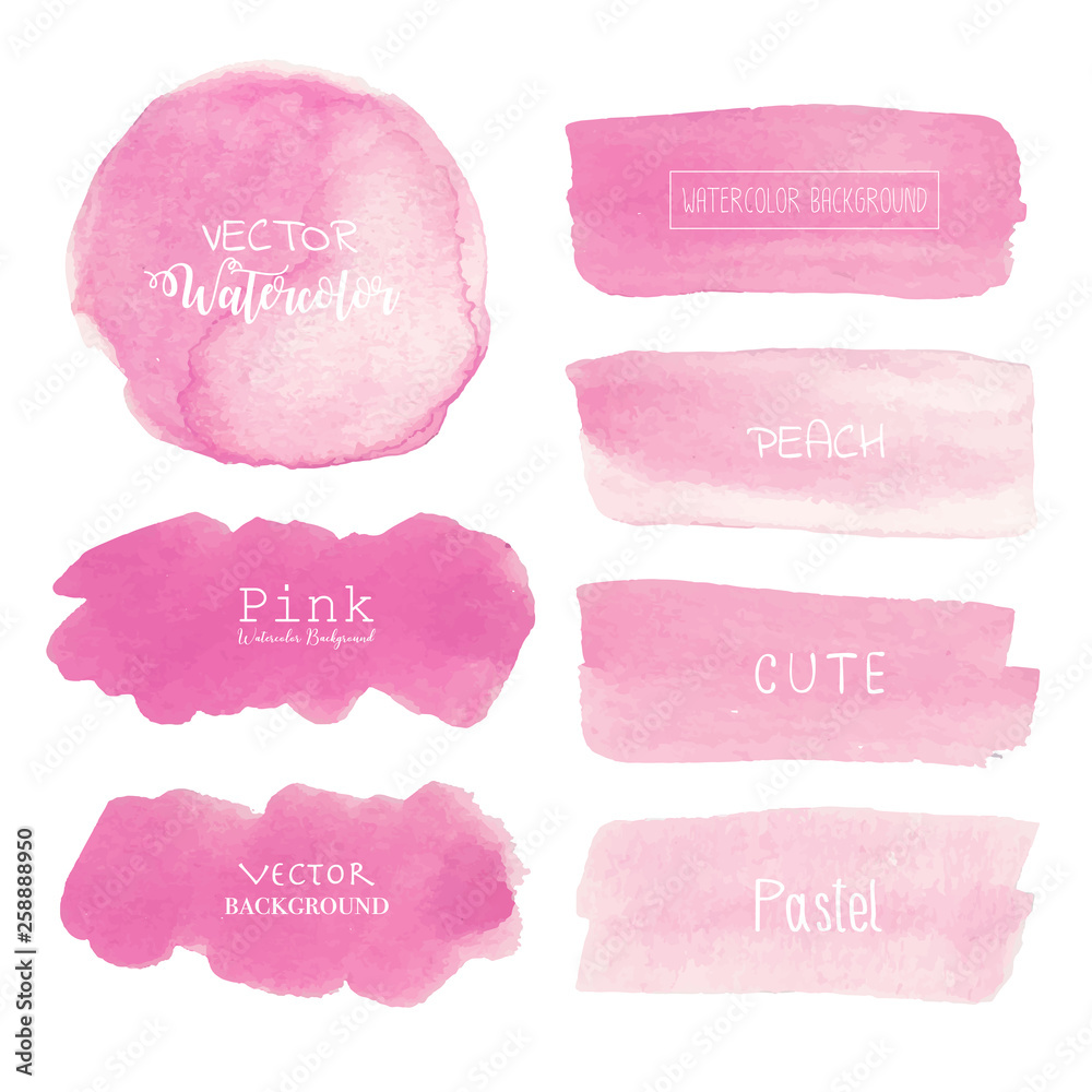 Pink watercolor background, Pastel watercolor logo, Vector illustration ...