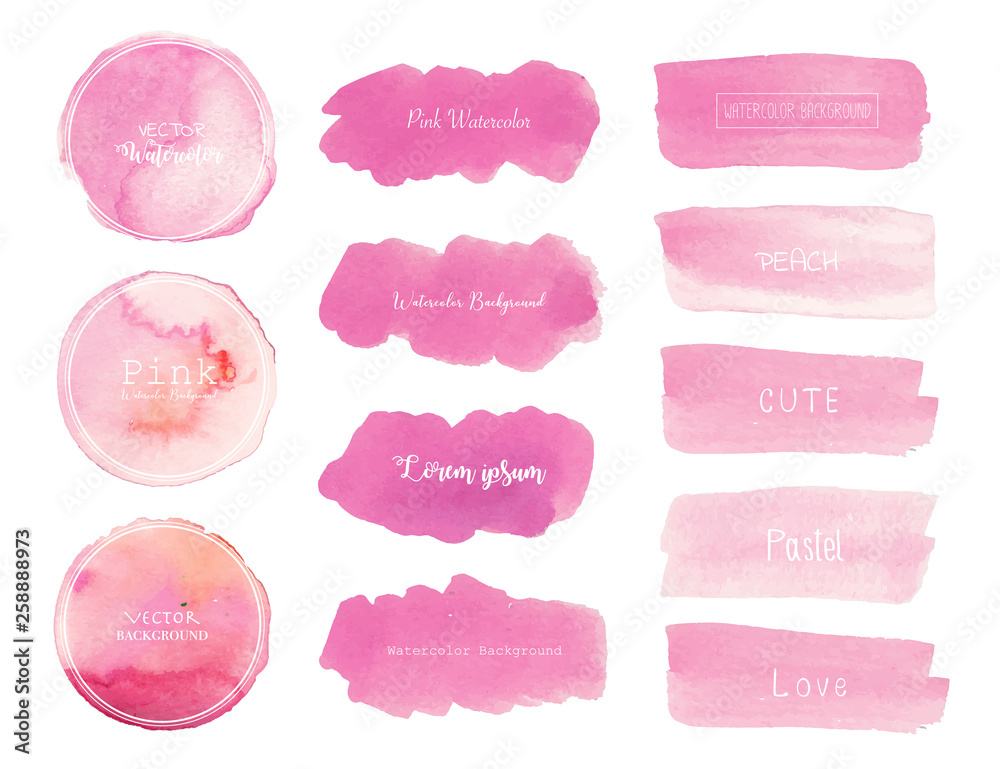 Pink watercolor background, Pastel watercolor logo, Vector illustration ...
