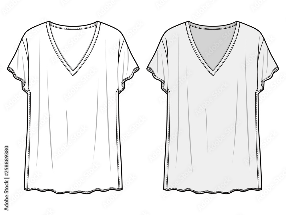 WOVEN TOP fashion flat sketch template Stock Vector | Adobe Stock