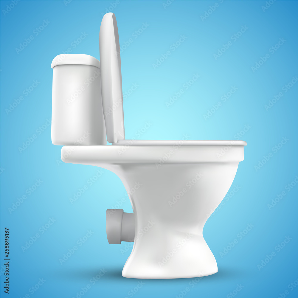 3d vector white toilet with cistern. ready element for the design of ...