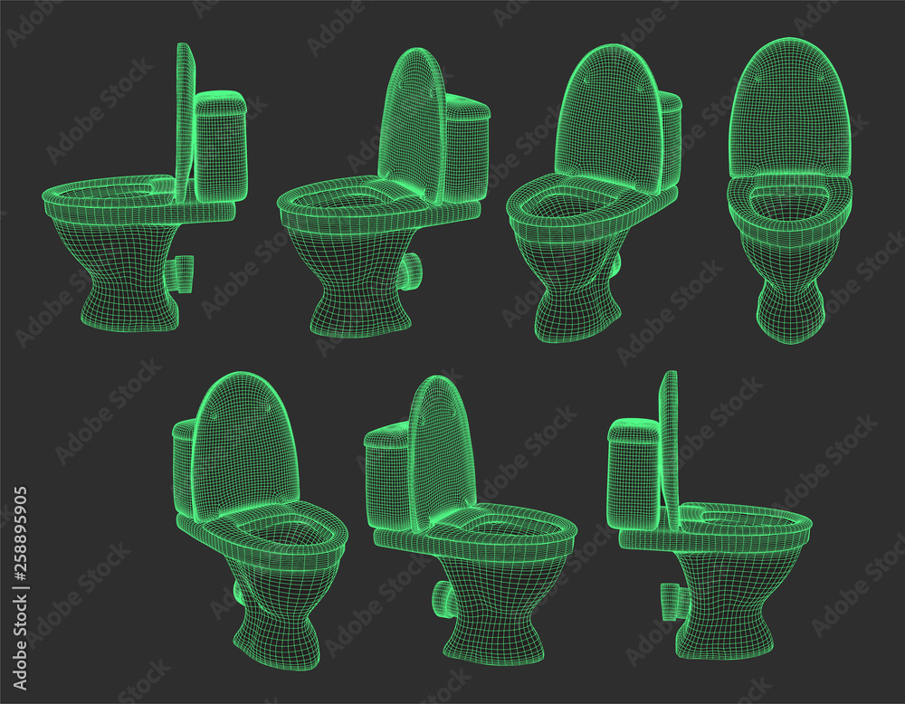 3d vector white toilet with cistern. ready element for the design of ...