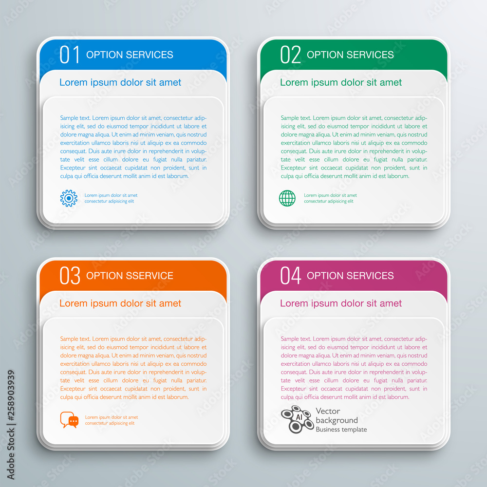 Text Frame Graphics, 4-Step Process, Design Elements Stock Vector ...