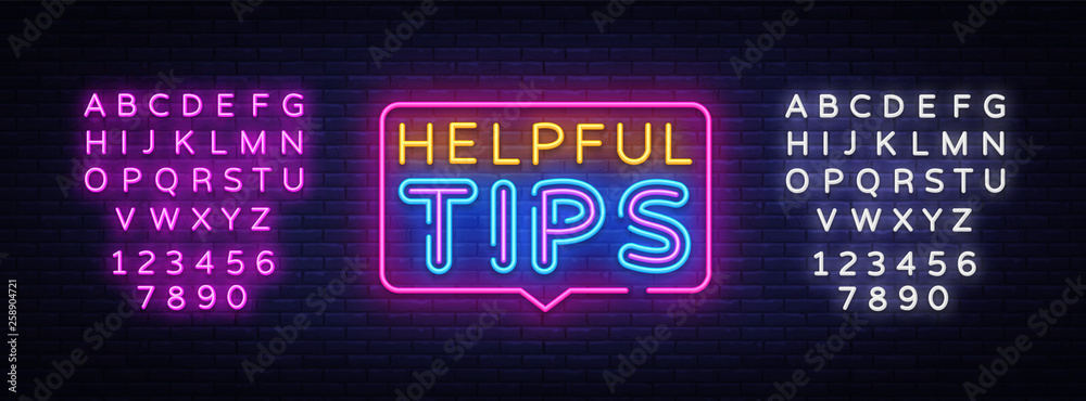 Helpful Tips Neon Text Vector. Helpful Tips neon sign, design template ...