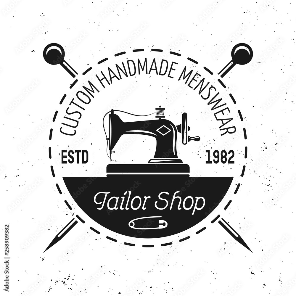 Sewing machine vector emblem, label, badge or logo Stock Vector | Adobe ...