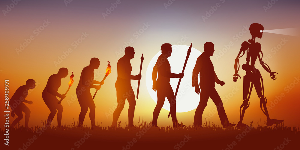 Concept of science fiction and artificial intelligence with the symbol ...