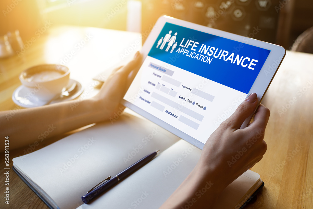Life insurance online application form on device screen. Stock Photo ...