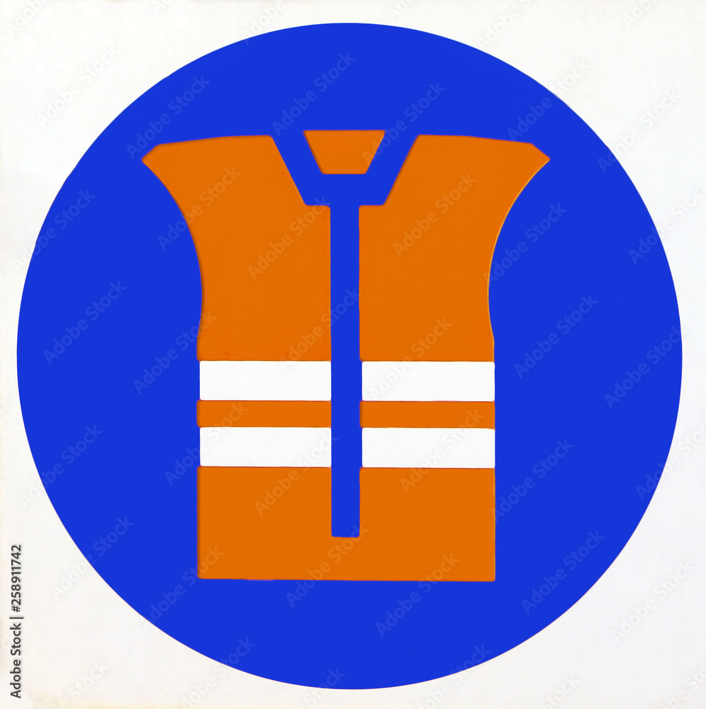 Wear high visibility jacket. Caution and safety sign Stock Illustration ...