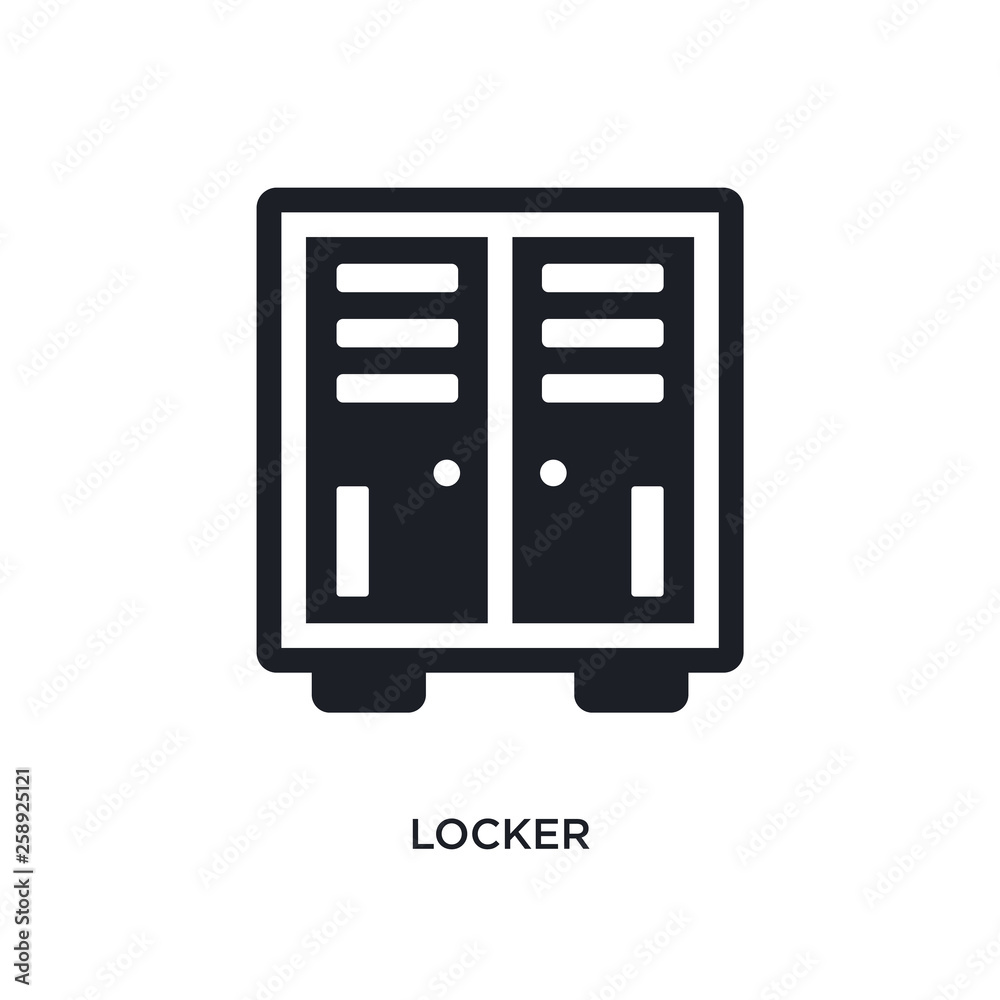 black locker isolated vector icon. simple element illustration from gym ...