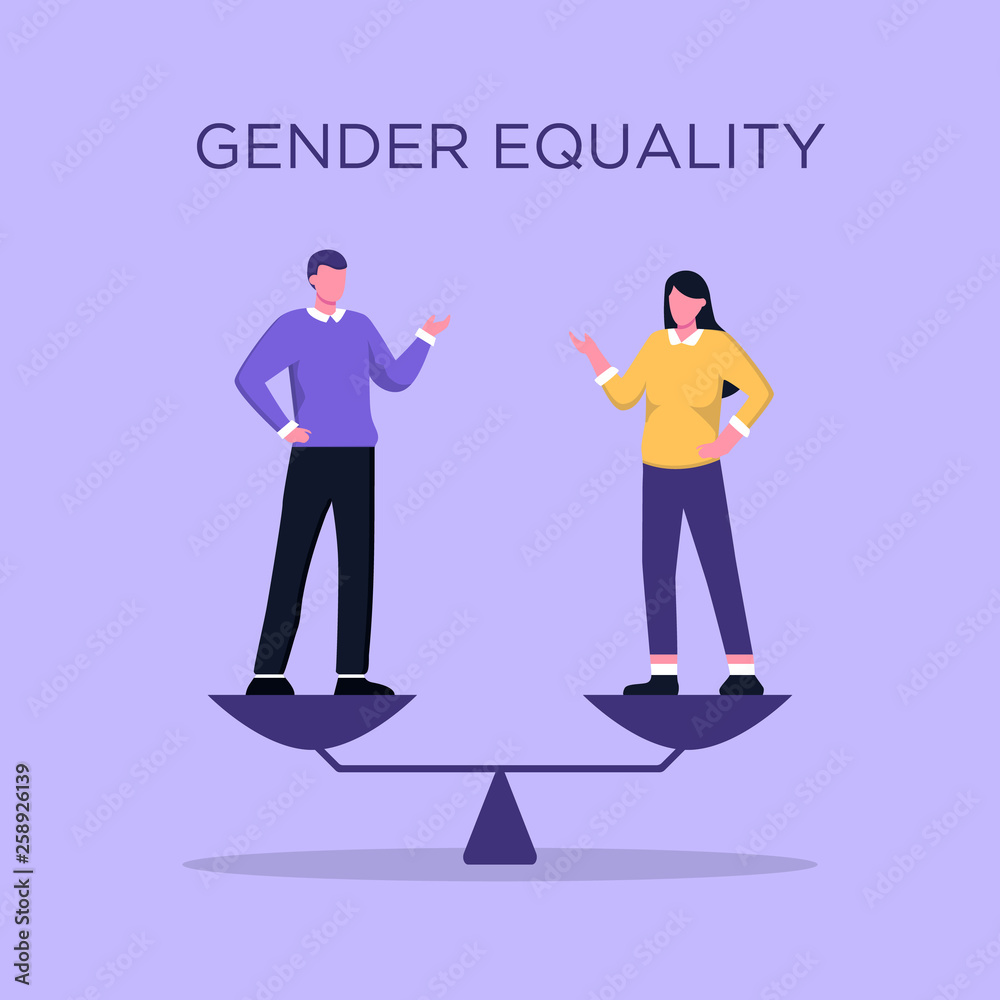 Business gender equality vector concept with businessman and ...
