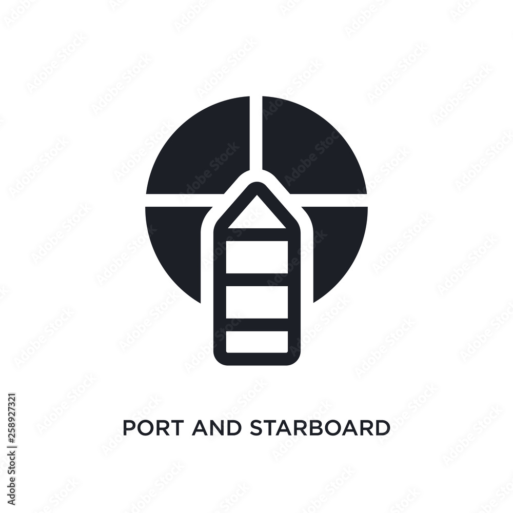 black port and starboard isolated vector icon. simple element ...