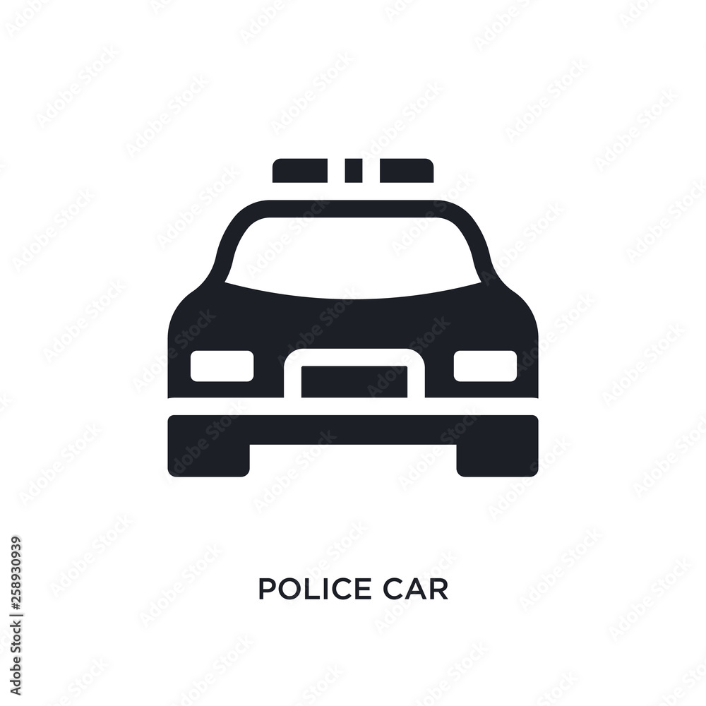 black police car isolated vector icon. simple element illustration from ...