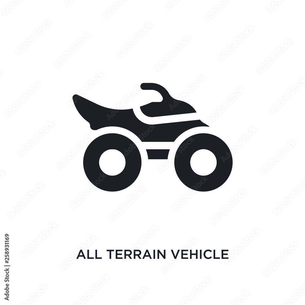black all terrain vehicle isolated vector icon. simple element ...
