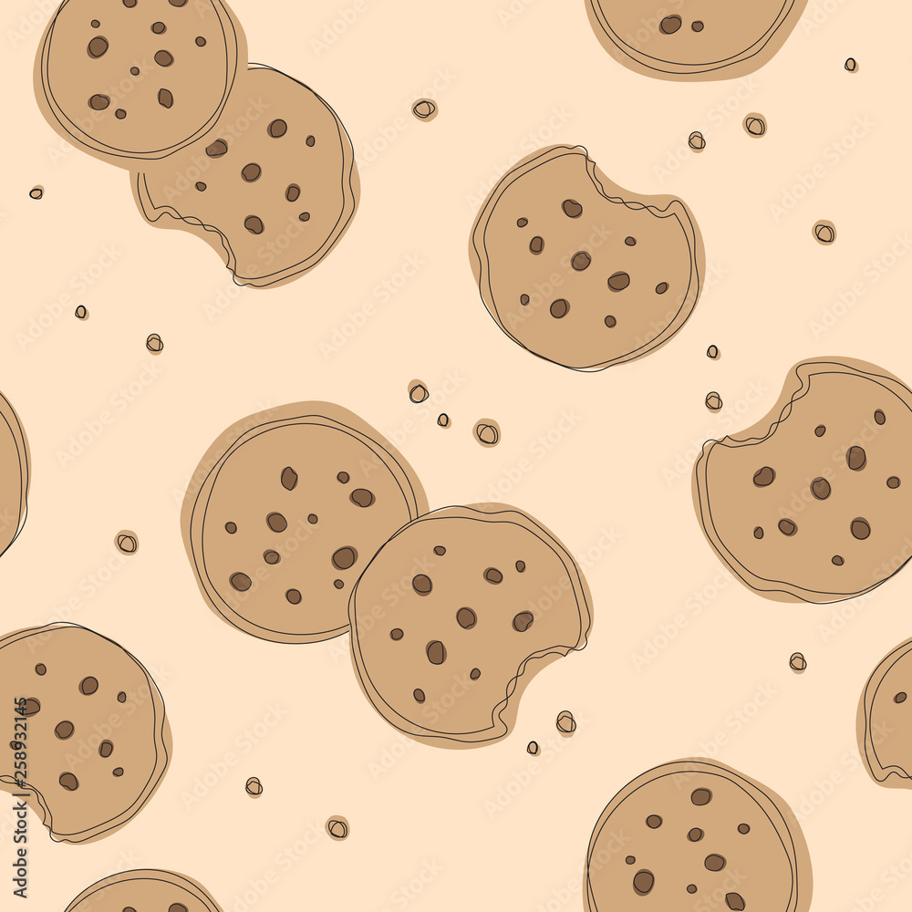 Soft cookie pattern. Simple cute cookie flat vector seamless pattern ...