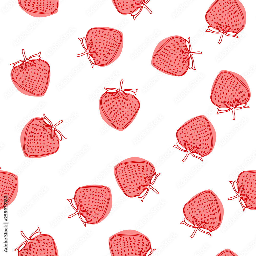 Strawberry doodle hand drawn. Sketched abstract vector food ...