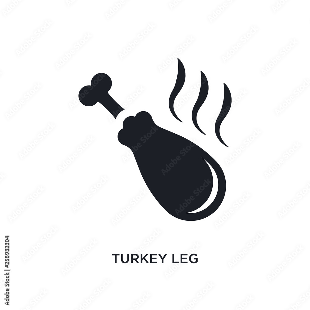 black turkey leg isolated vector icon. simple element illustration from ...