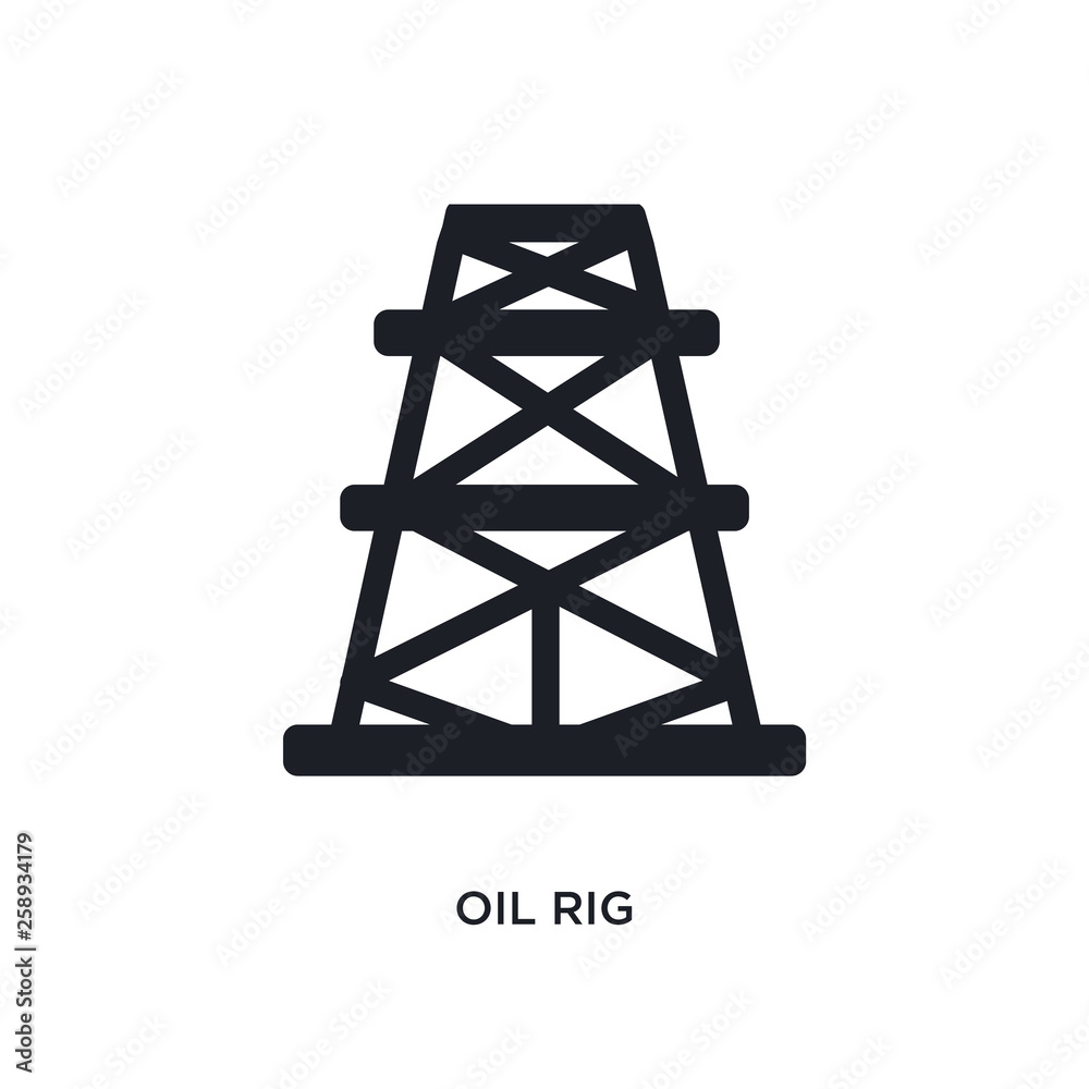 black oil rig isolated vector icon. simple element illustration from ...