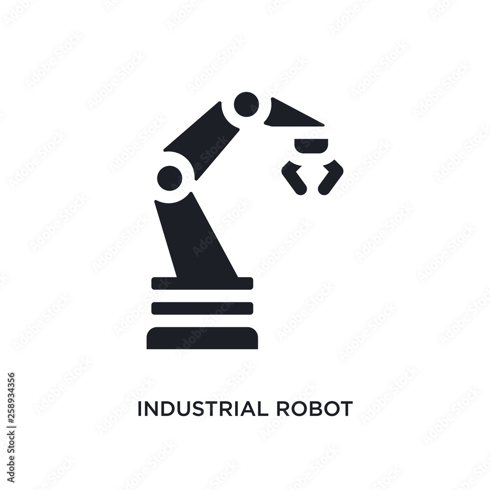black industrial robot isolated vector icon. simple element ...