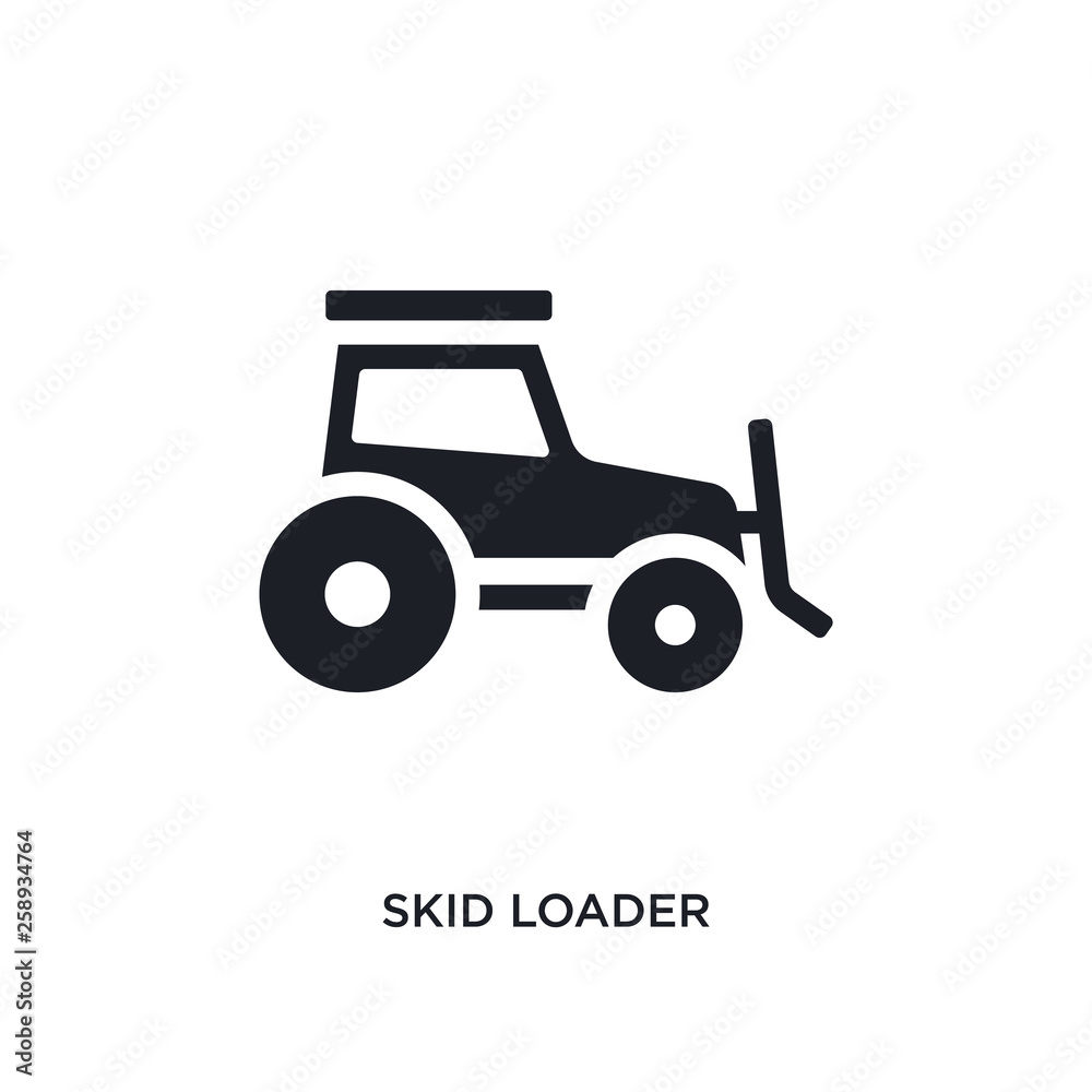 black skid loader isolated vector icon. simple element illustration ...