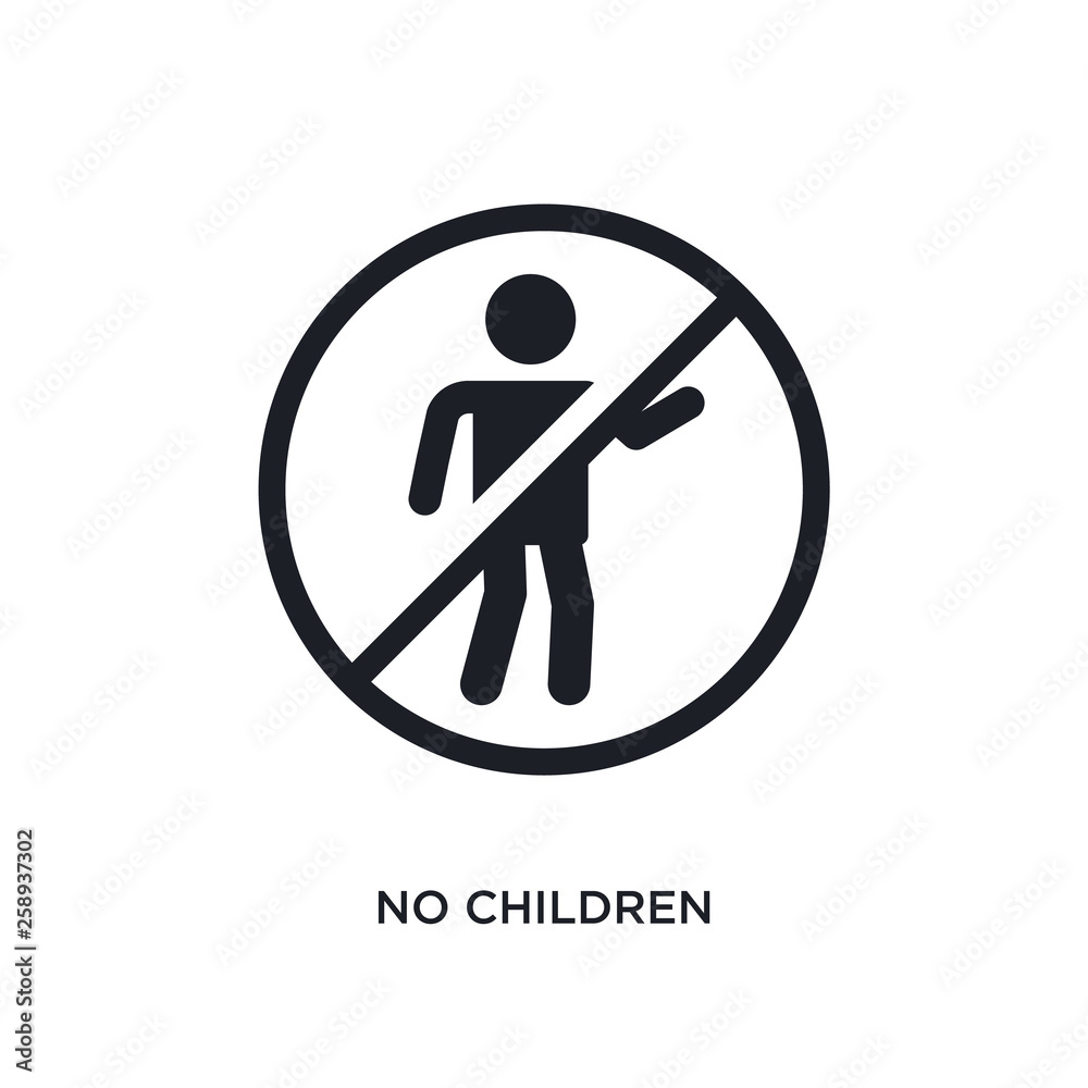 black no children isolated vector icon. simple element illustration ...