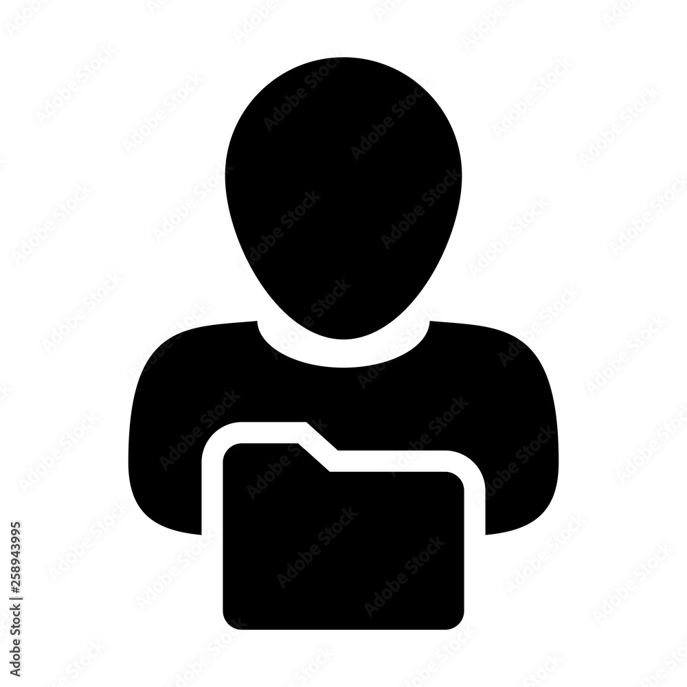 Project icon vector with male person profile avatar folder symbol for ...