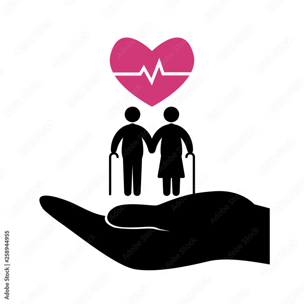 Symbols of male and female elderly. Nursing home logo. Elderly home ...