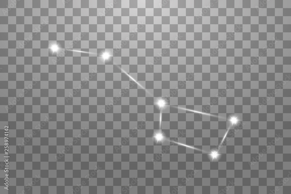 Big Dipper Zodiac Sign of the Beautiful Bright Stars on a transparent ...