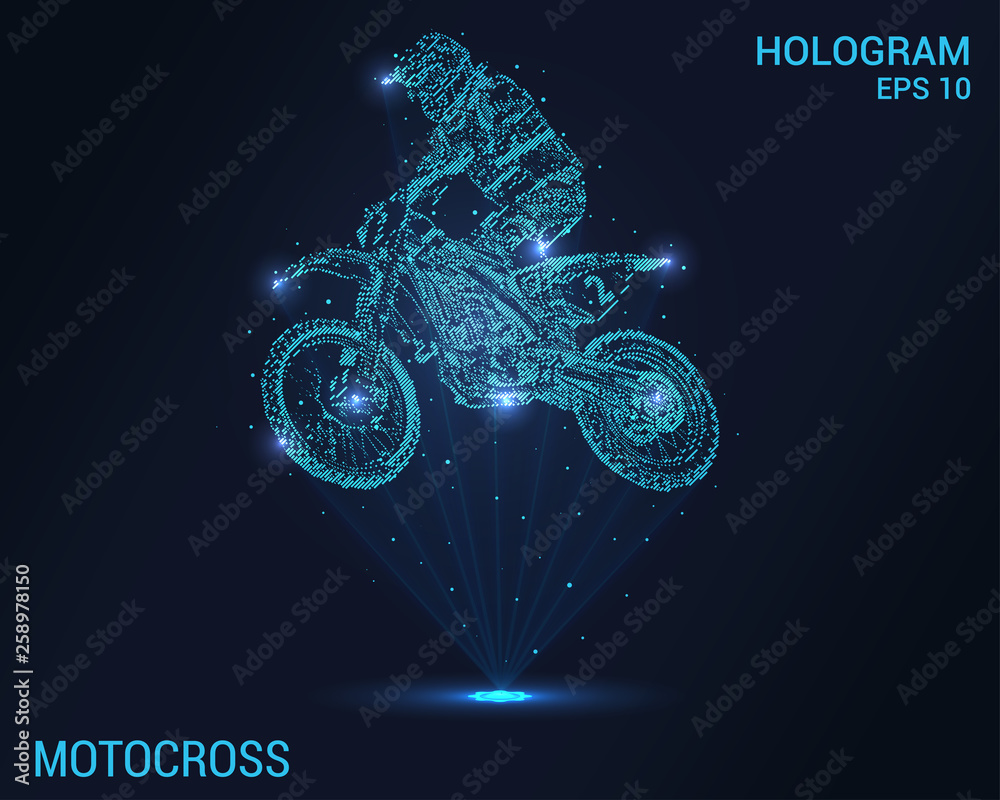 Motocross hologram. Digital and technological background in Motocross ...