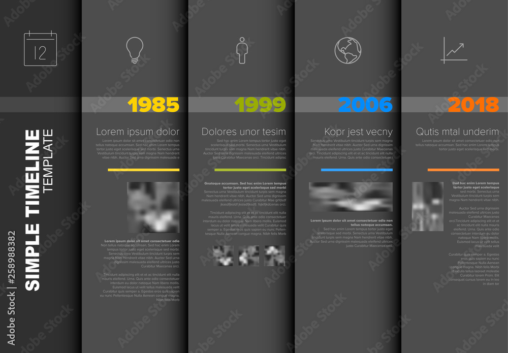 Timeline Infographic With Overlapping Cards Stock Template Adobe Stock