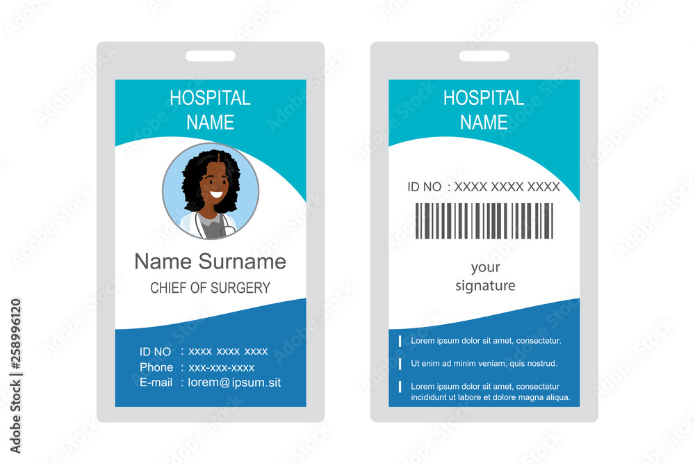 Plastic and Laminated Medical Badge or id card, Stock Vector | Adobe Stock