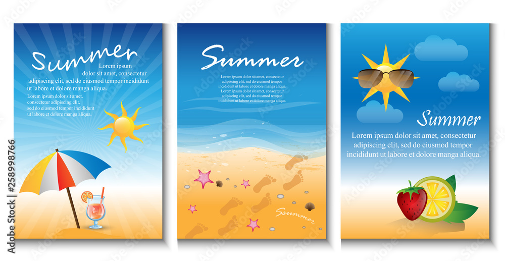 Summer Background Set - Vector Illustration, Graphic Design. Collection ...