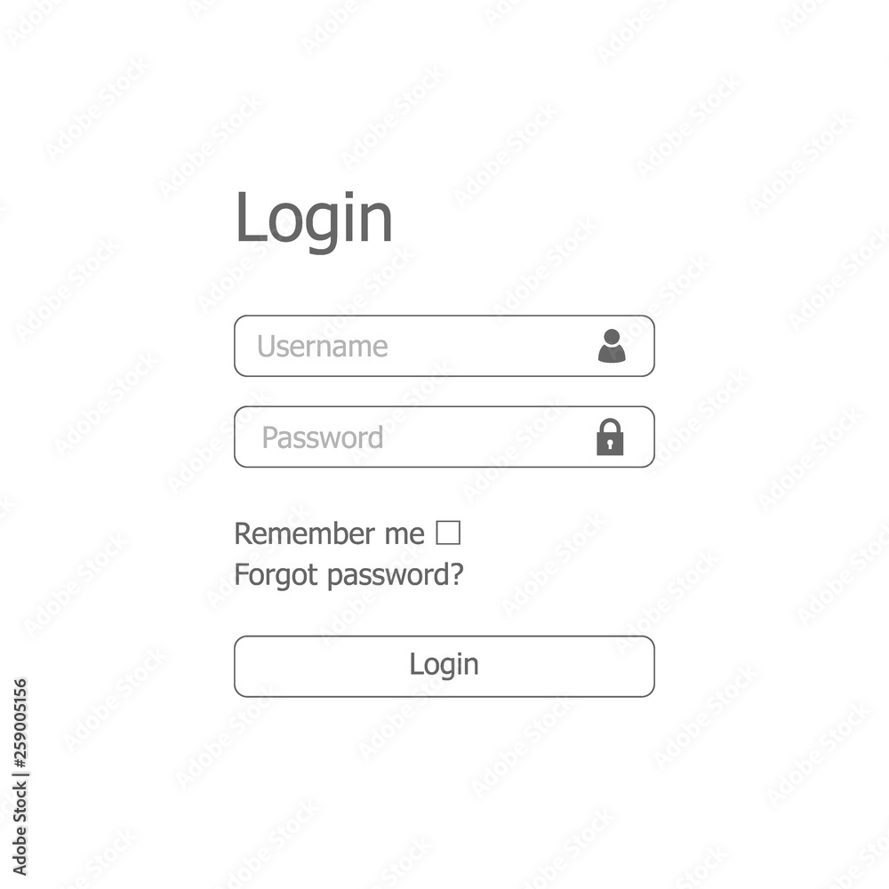 Design login form menu. Vector illustration Stock Vector | Adobe Stock
