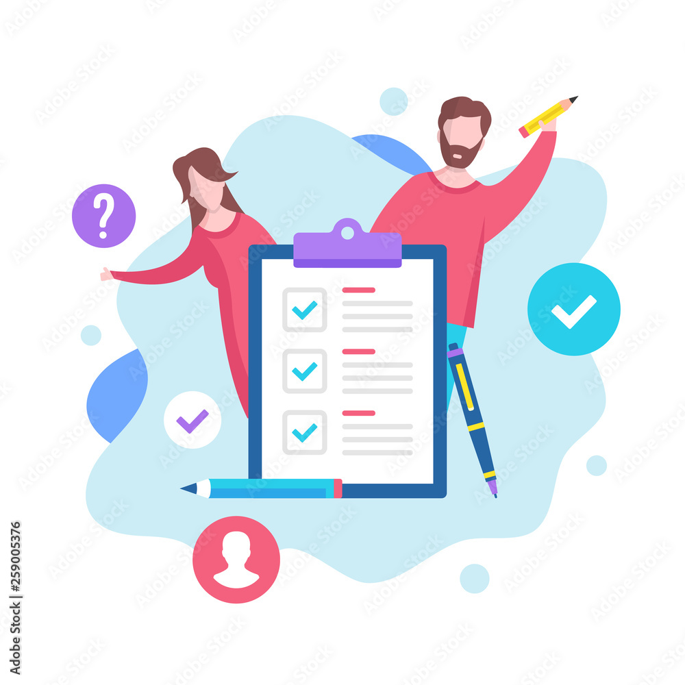 Vecteur Stock Checklist concept. Vector illustration. Survey, filling ...