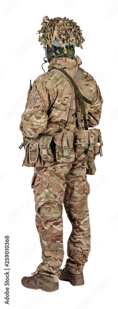 set image of modern british soldier with rifle on white background ...