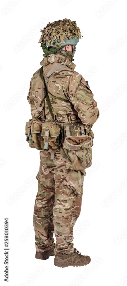 set image of modern british soldier with rifle on white background ...