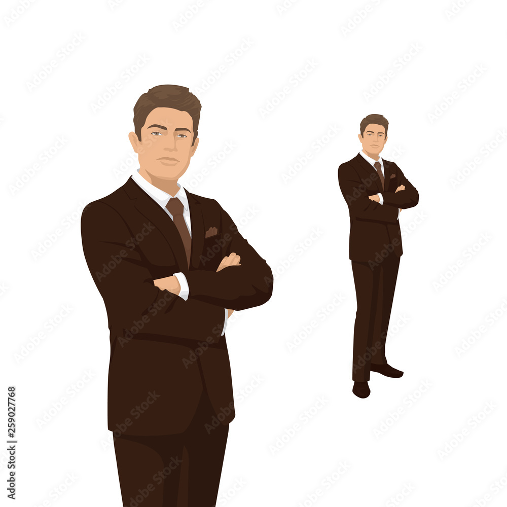Elegant businessman. Isolated vector on white. Standing Person. People ...