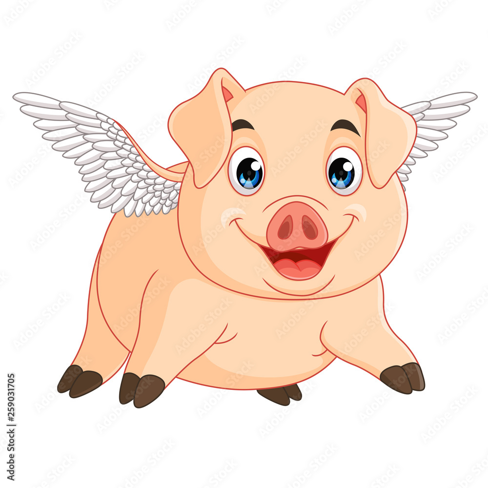 cute pig cartoon flying Stock Vector | Adobe Stock