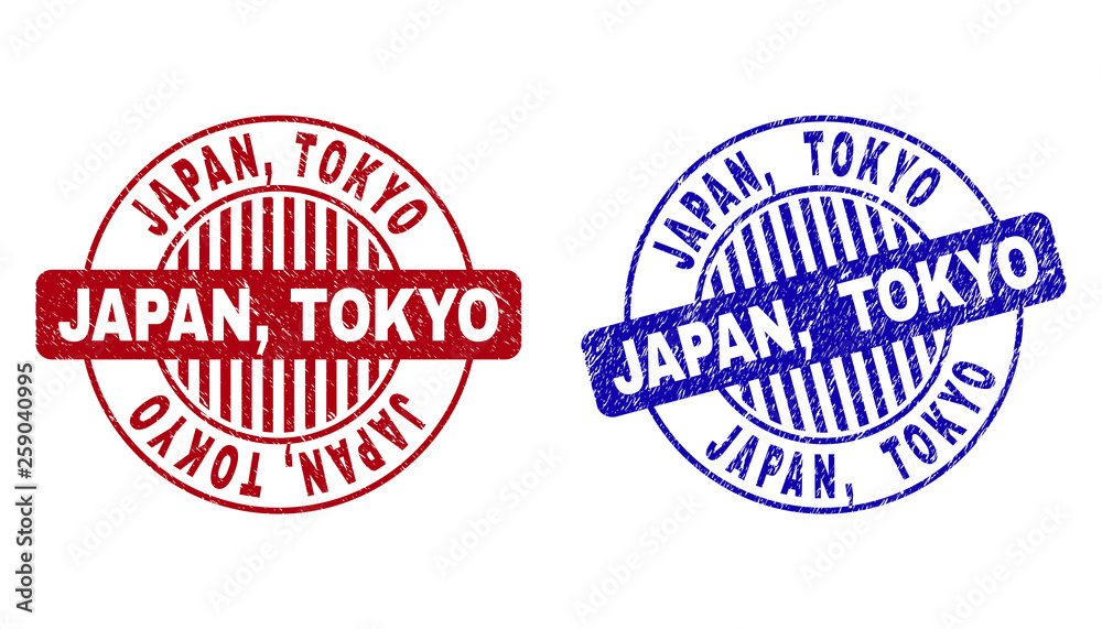Grunge JAPAN, TOKYO round stamp seals isolated on a white background ...