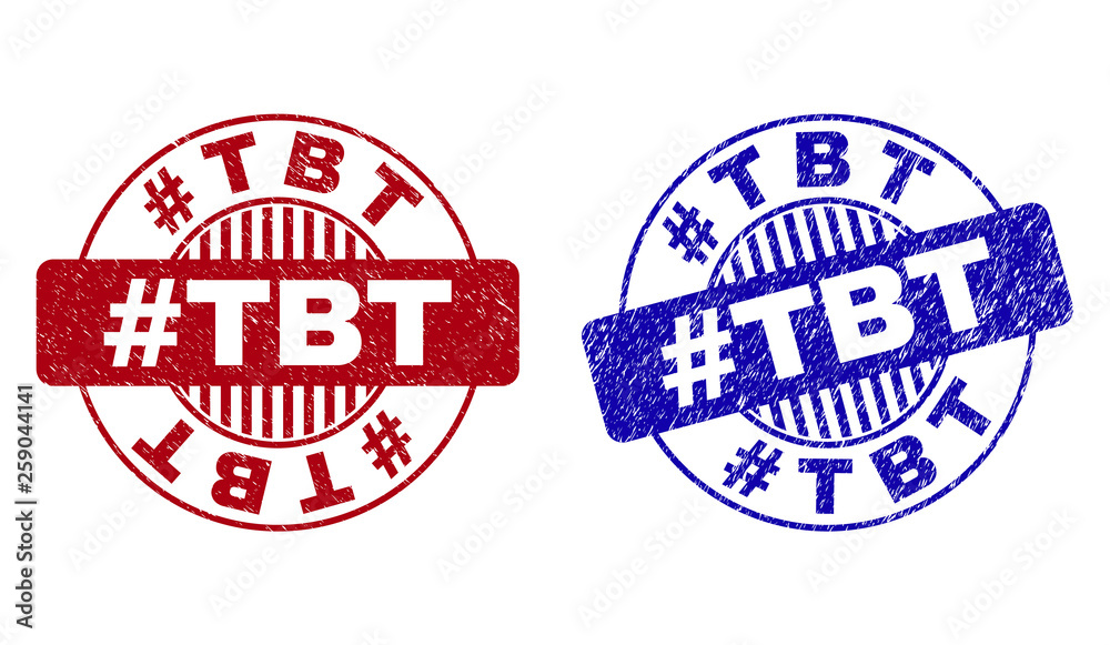 Grunge #TBT round stamp seals isolated on a white background. Round ...